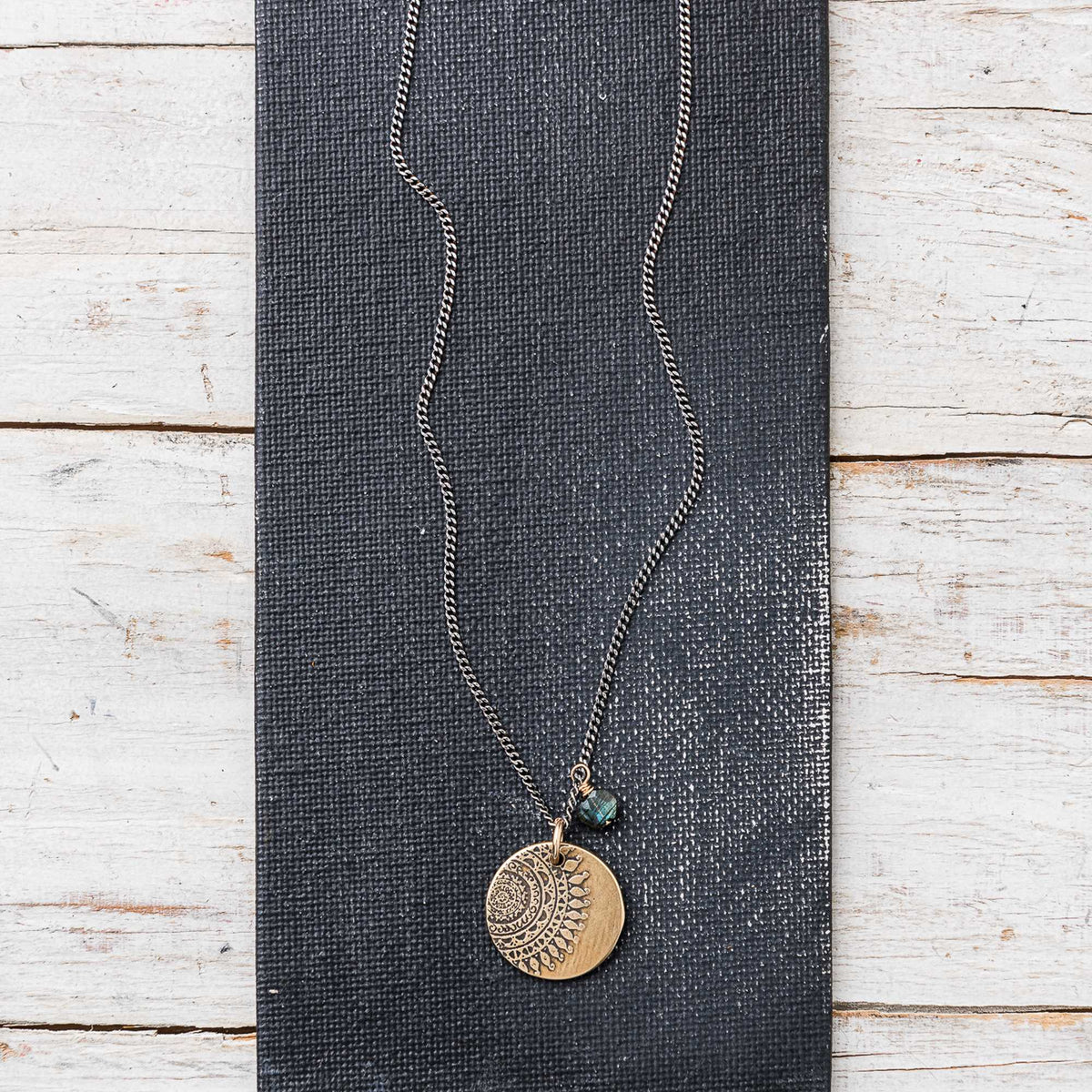 Sterling, Yellow Bronze, Labradorite Coin Reversible Mandala Pendant N ...