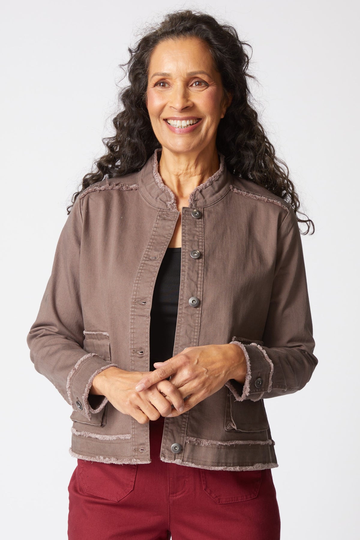 Stretch Denim Cargo Jacket - Truffle – Madd Style Boutique
